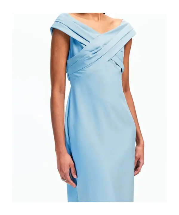 Ralph Lauren Pleated V-neck Gown