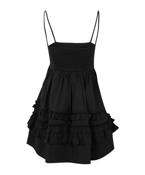 GANNI Spaghetti Strap Ruffled Mini Dress