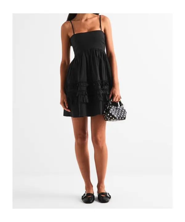 GANNI Spaghetti Strap Ruffled Mini Dress