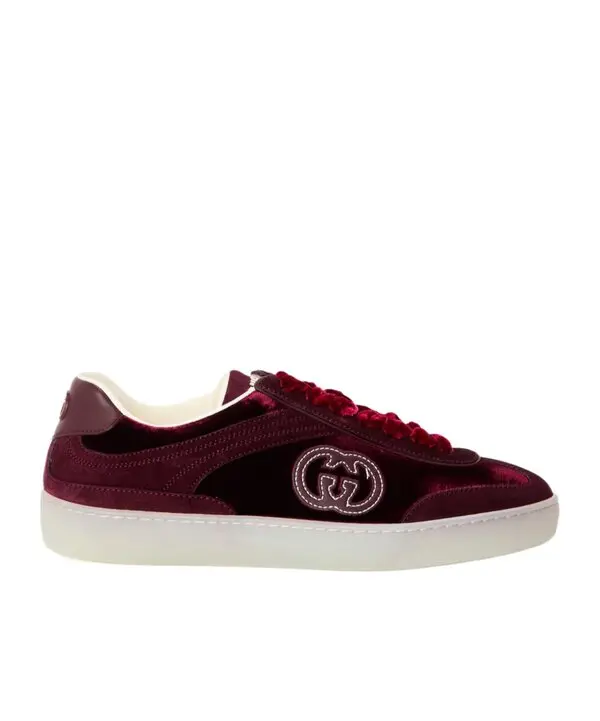 Gucci Velvet Sneakers With Side Logo