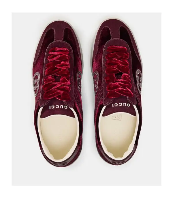 Gucci Velvet Sneakers With Side Logo