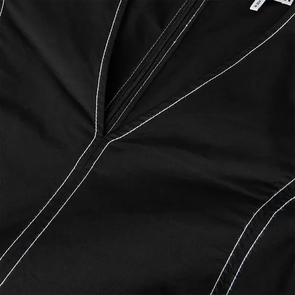 GANNI V-neck Short-sleeved Dress With Contrast Stitching