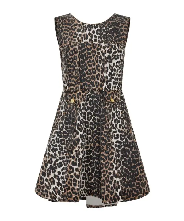 GANNI Sleeveless Leopard Print Dress