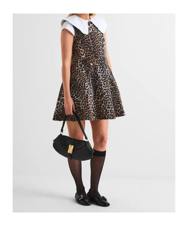 GANNI Sleeveless Leopard Print Dress