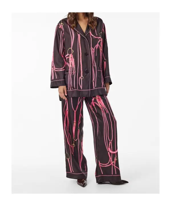 Gucci Printed Wide-leg Casual Pants - Black