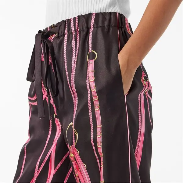 Gucci Printed Wide-leg Casual Pants - Black