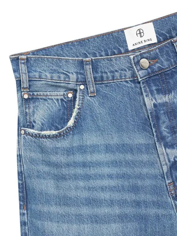 ANINE BING Roy Logo Patch High-rise Jeans