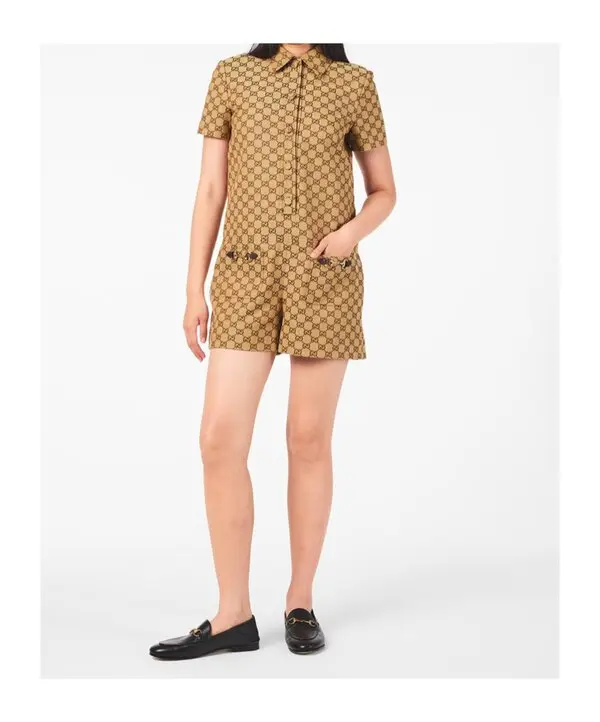 Gucci Logo Short Sleeve Jumpsuit
