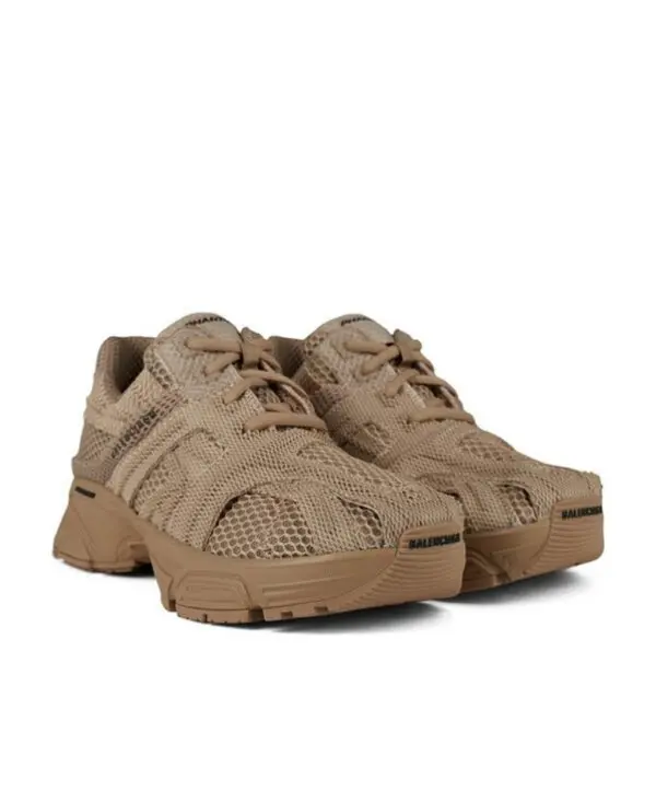 Balenciaga Logo Embroidered Mesh Sneakers - Brown