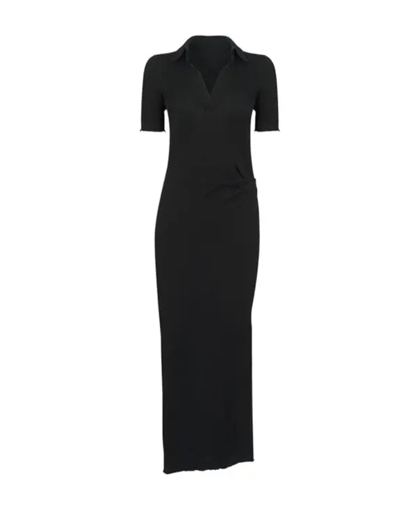 Helmut Lang Ribbed Knit V-neck Midi Dress