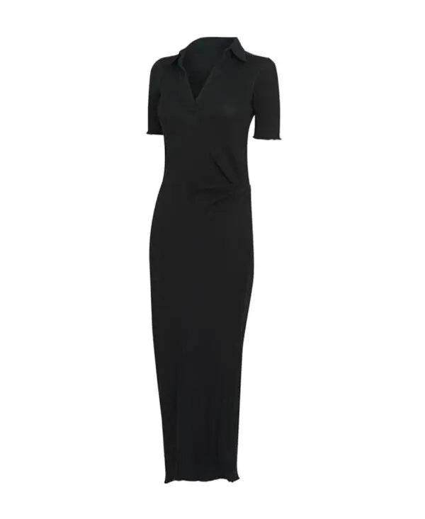Helmut Lang Ribbed Knit V-neck Midi Dress