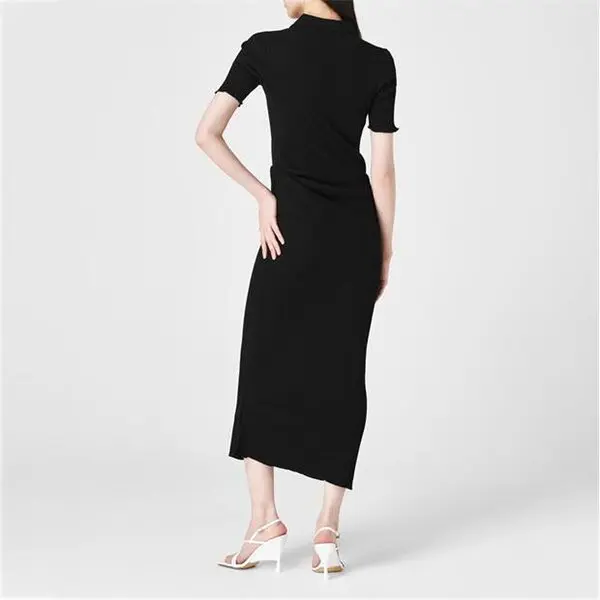 Helmut Lang Ribbed Knit V-neck Midi Dress