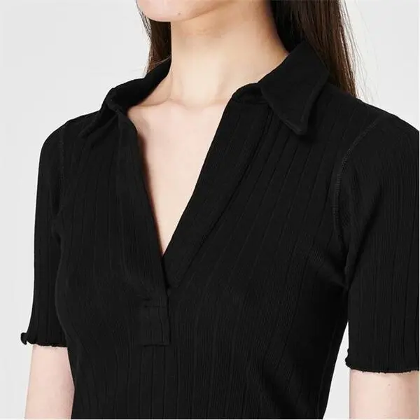 Helmut Lang Ribbed Knit V-neck Midi Dress