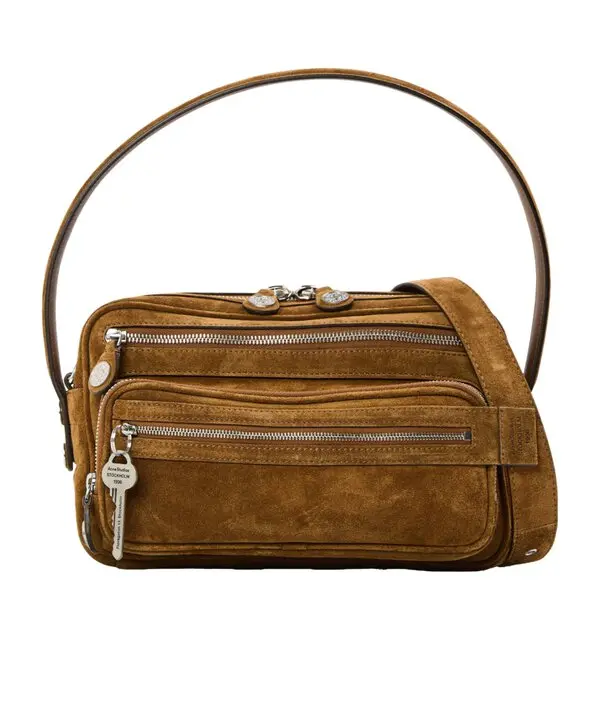 Acne Studios Suede Shoulder Bag With Adjustable Strap - Brown