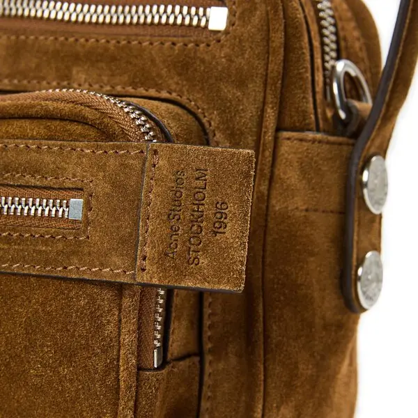 Acne Studios Suede Shoulder Bag With Adjustable Strap - Brown
