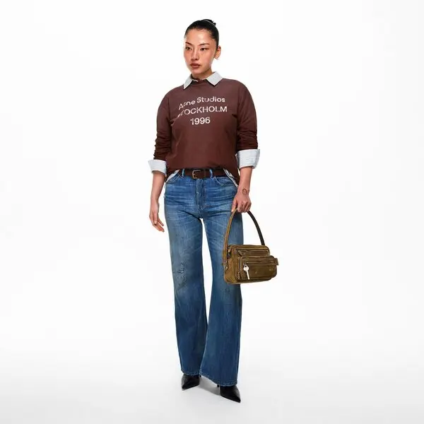 Acne Studios Suede Shoulder Bag With Adjustable Strap - Brown