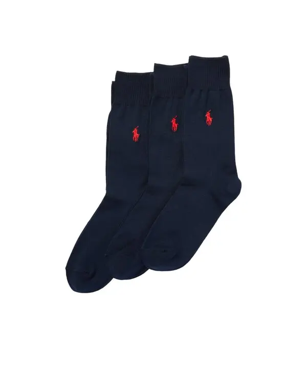 Polo Ralph Lauren 3 Pairs Of Cotton Mid-calf Socks - Black