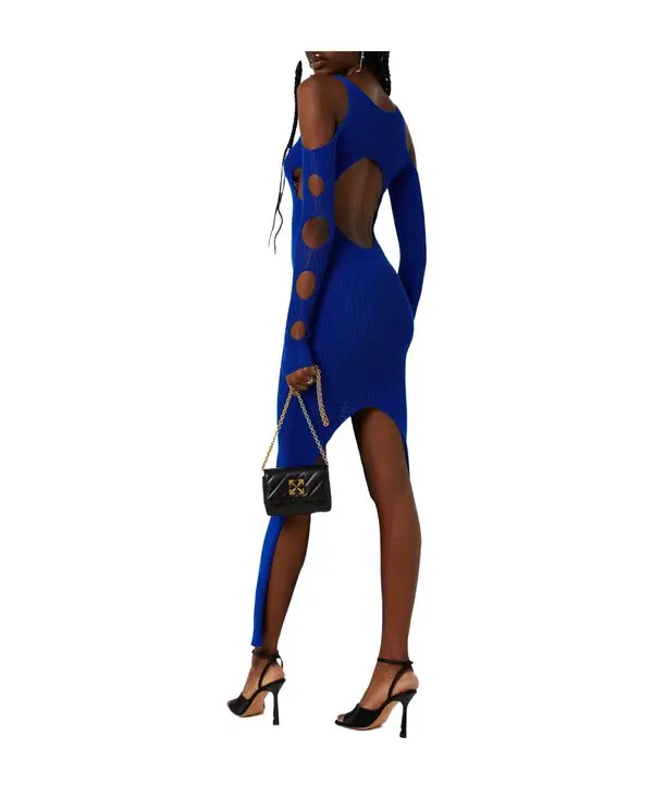 Off-White Viscose Long Sleeve Cut Out Maxi Dress