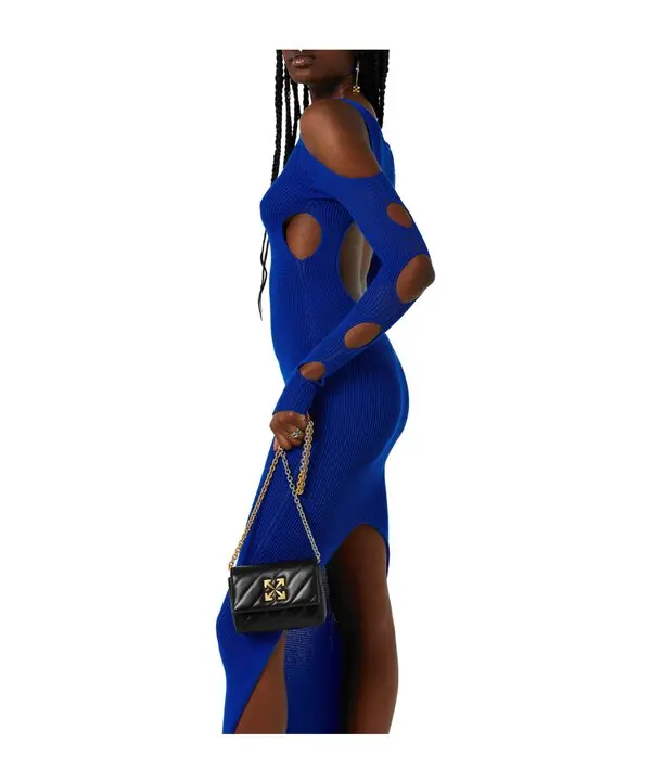 Off-White Viscose Long Sleeve Cut Out Maxi Dress