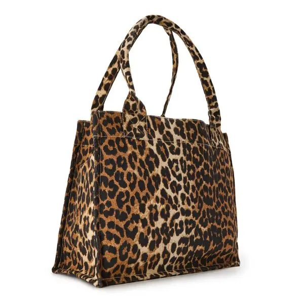 GANNI Leopard Print Tote Bag With Logo