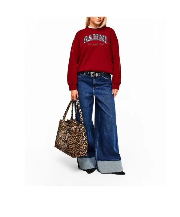 GANNI Leopard Print Tote Bag With Logo