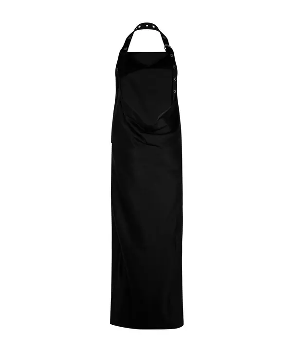 Off-White Belted Satin Halterneck Maxi Dress