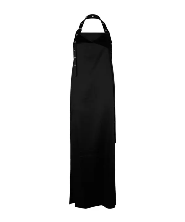 Off-White Belted Satin Halterneck Maxi Dress