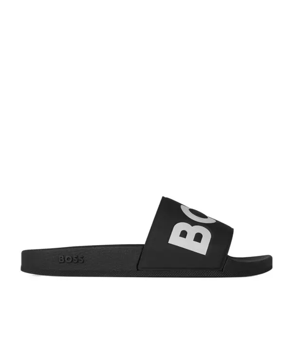 Hugo Boss Boss Logo Detail Slider Sandals - Black