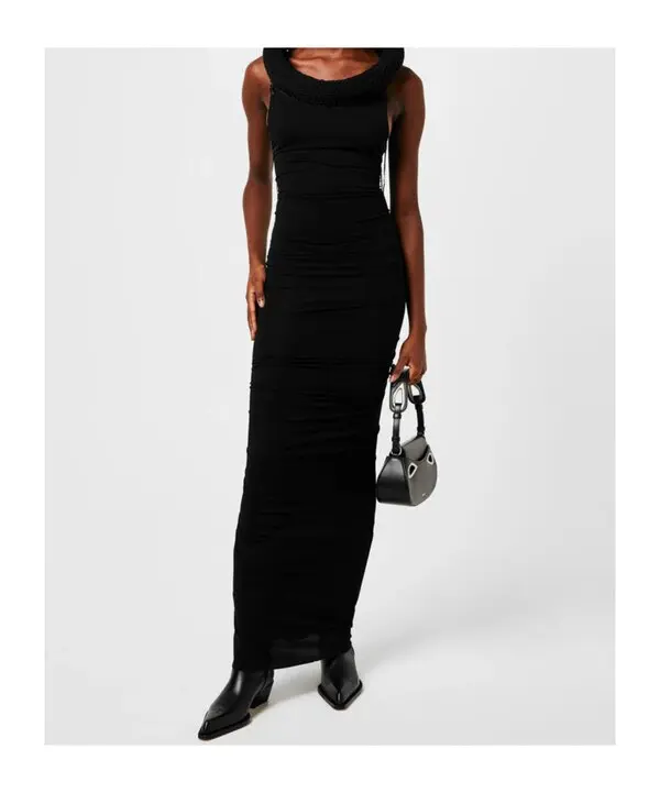 Off-White Sleeveless Maxi Dress With Open Back