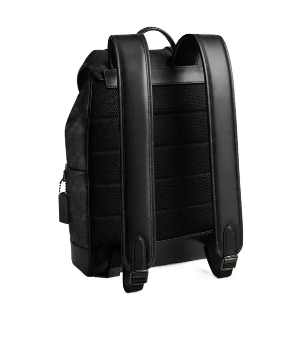 COACH Solid Color Printed Backpack - Black