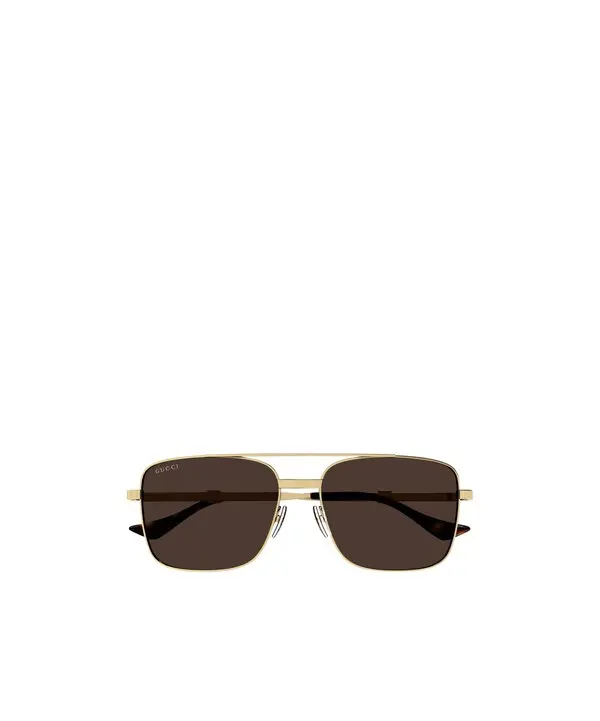 Gucci Web Pattern Square Frame Sunglasses - Brown