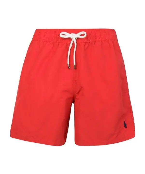 Polo Ralph Lauren Elasticated Waist Swim Shorts With Embroidered Logo - Red