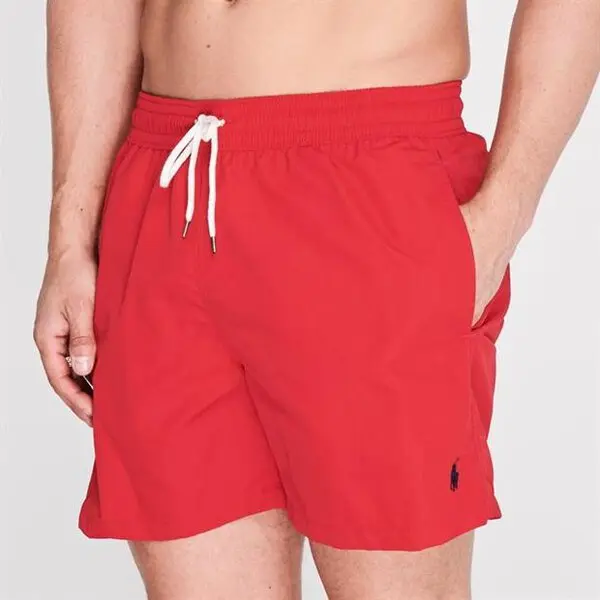 Polo Ralph Lauren Elasticated Waist Swim Shorts With Embroidered Logo - Red
