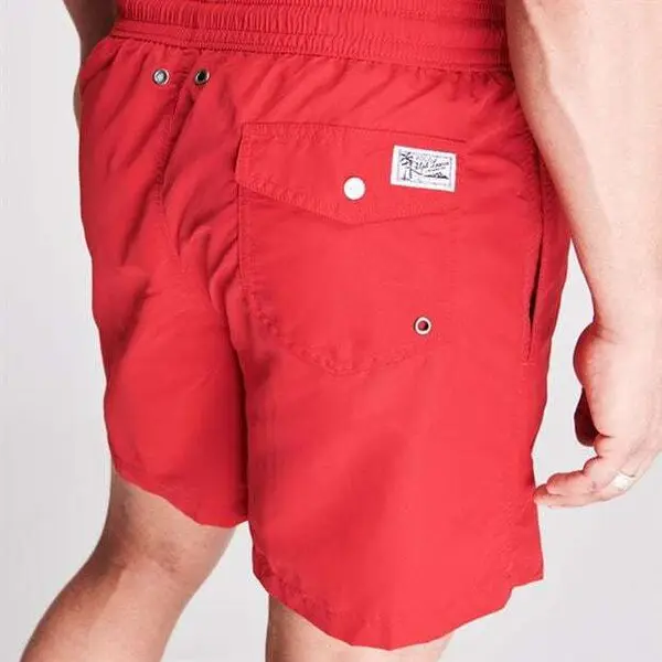 Polo Ralph Lauren Elasticated Waist Swim Shorts With Embroidered Logo - Red