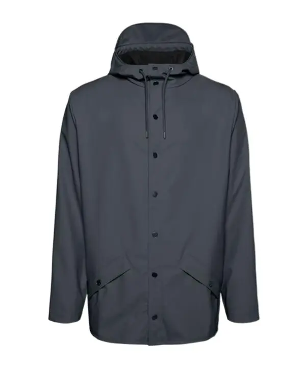 Rains Hooded Long-sleeved Raincoat - Black