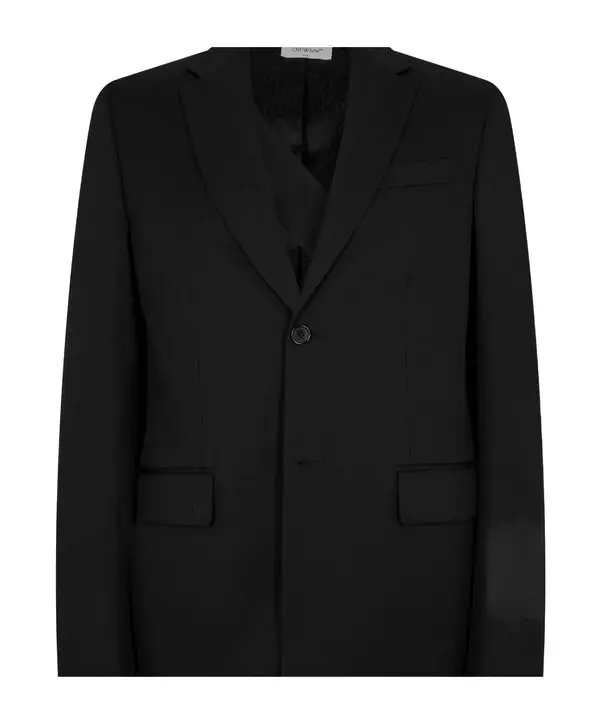 Off-White Embroidered Wool Long Sleeve Blazer