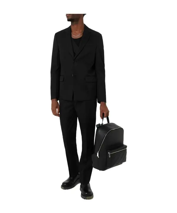 Off-White Embroidered Wool Long Sleeve Blazer