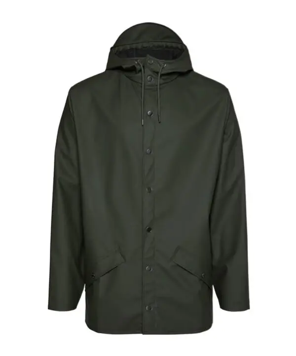 Rains Hooded Long-sleeved Raincoat - Black