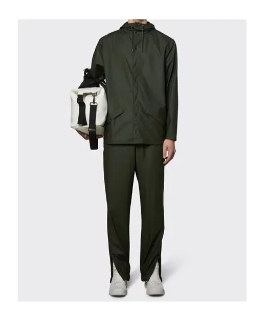 Rains Hooded Long-sleeved Raincoat - Black