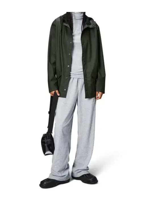 Rains Hooded Long-sleeved Raincoat - Black