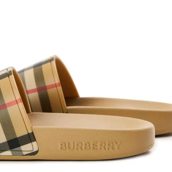 Burberry Furley Pool Sliders With Moulded Footbed - Nude