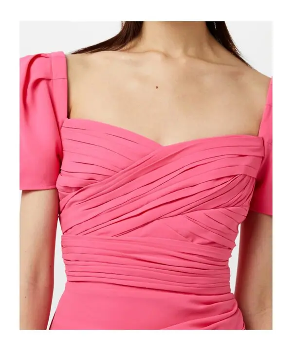 SELF-PORTRAIT Iris Midi Dress With Puff Sleeves And Pleated Details