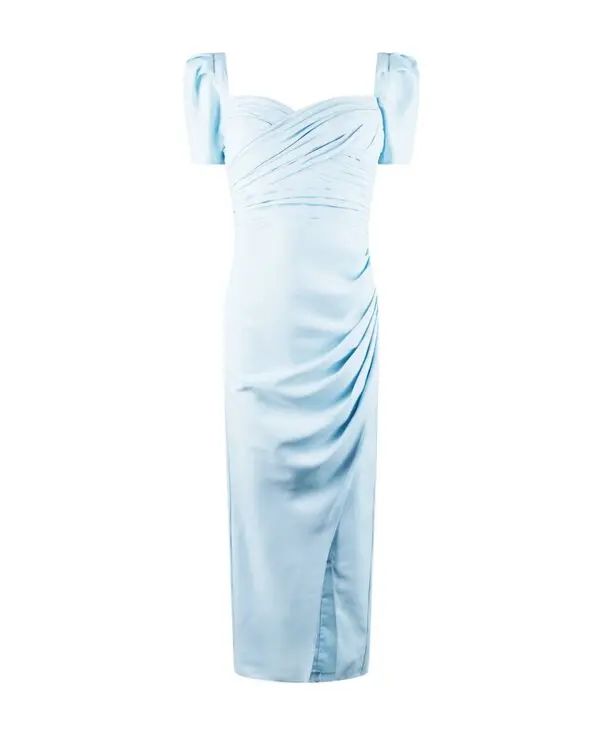 SELF-PORTRAIT Short Sleeve Midi Dress With Pleated Details