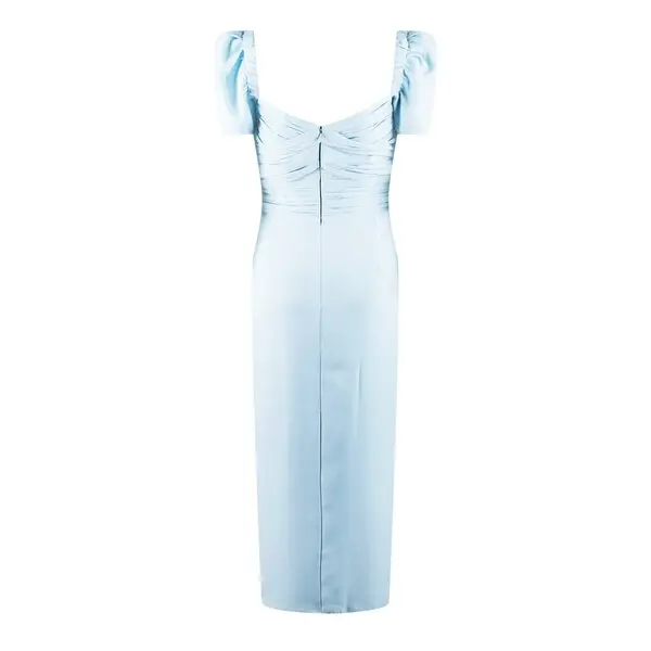 SELF-PORTRAIT Short Sleeve Midi Dress With Pleated Details