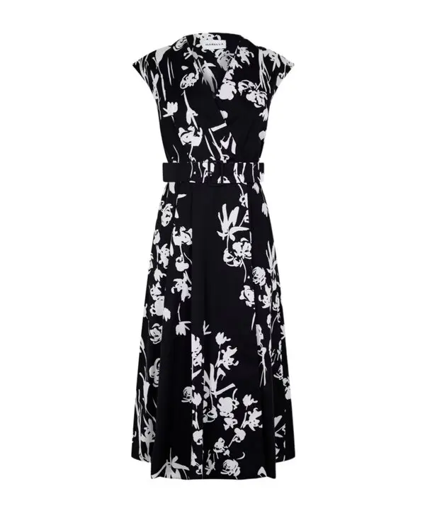 Marella Printed Belted Midi Dress
