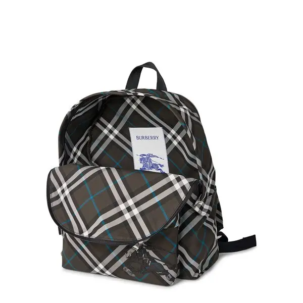 Burberry Plaid Backpack With Embroidered Logo