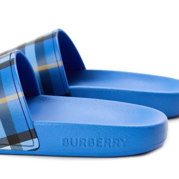 Burberry Checked Pool Slides - Blue