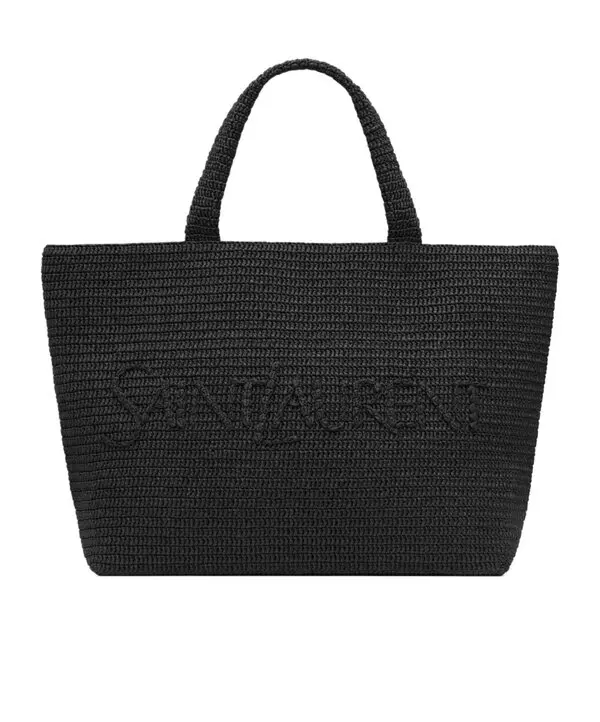Saint Laurent Raffia Tote Bag - Black