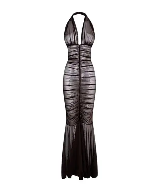 Norma Kamali Shirred Front Fishtail Gown