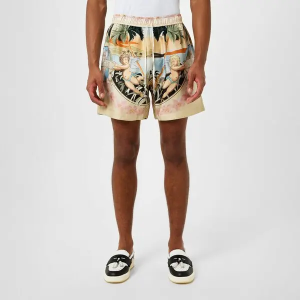 Amiri Printed Silk Shorts - Nude